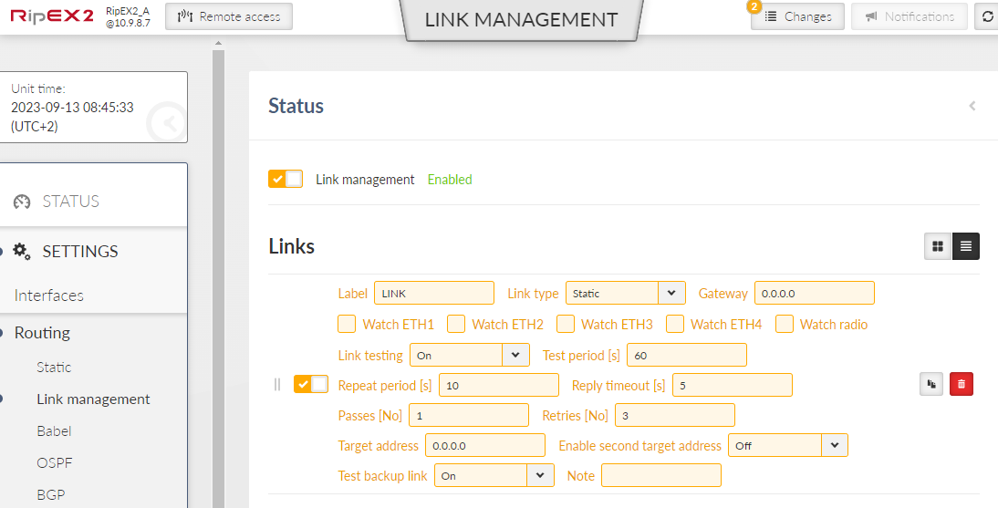 M!DGE3 Cellular Router - 7. Settings | RACOM